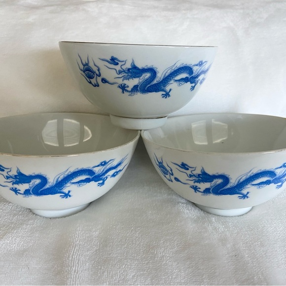 Golden China | Dining | Vintage Golden China Blue Dragon Rice Bowls Set ...
